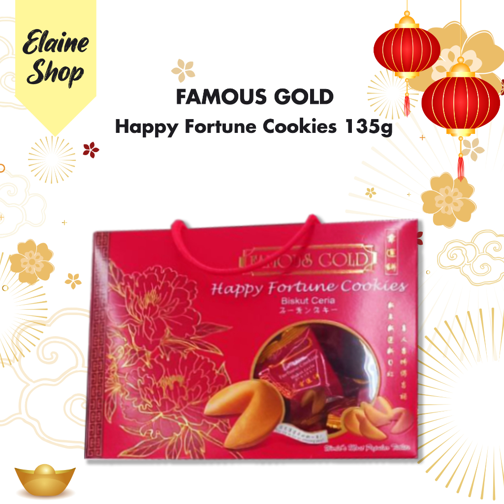 Famous Gold Happy Fortune Cookies 135g Chinese New Year Goods Gift Box ...