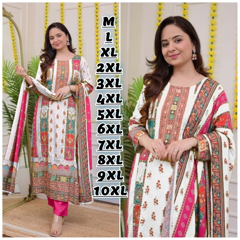 (M To 10XL) Plus Size Readymade 3Pcs Pair /designer Party Wear Sequence ...