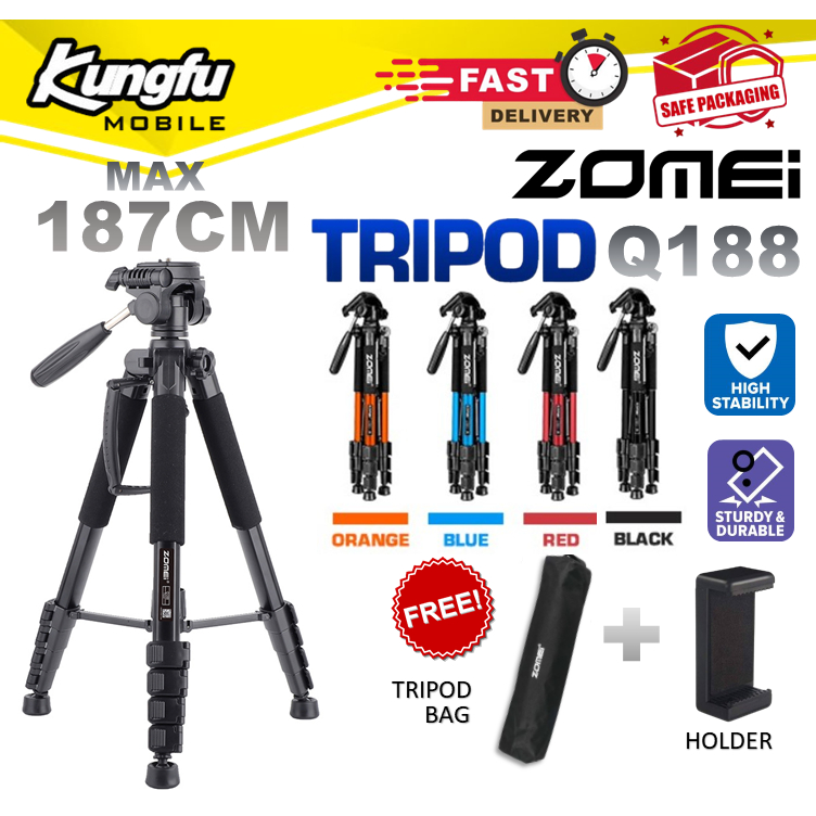 【KungFu】ZOMEI Q188 187CM Professional Tripod Light-Weight Metal Alloy ...