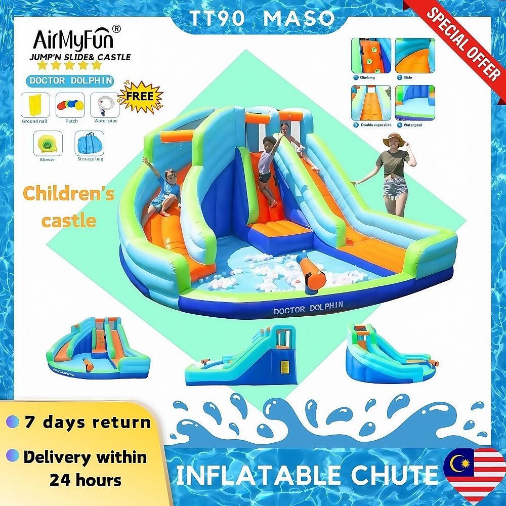AirMyFun Bouncy Castle Kids Giant slide, outdoor double slide play ...