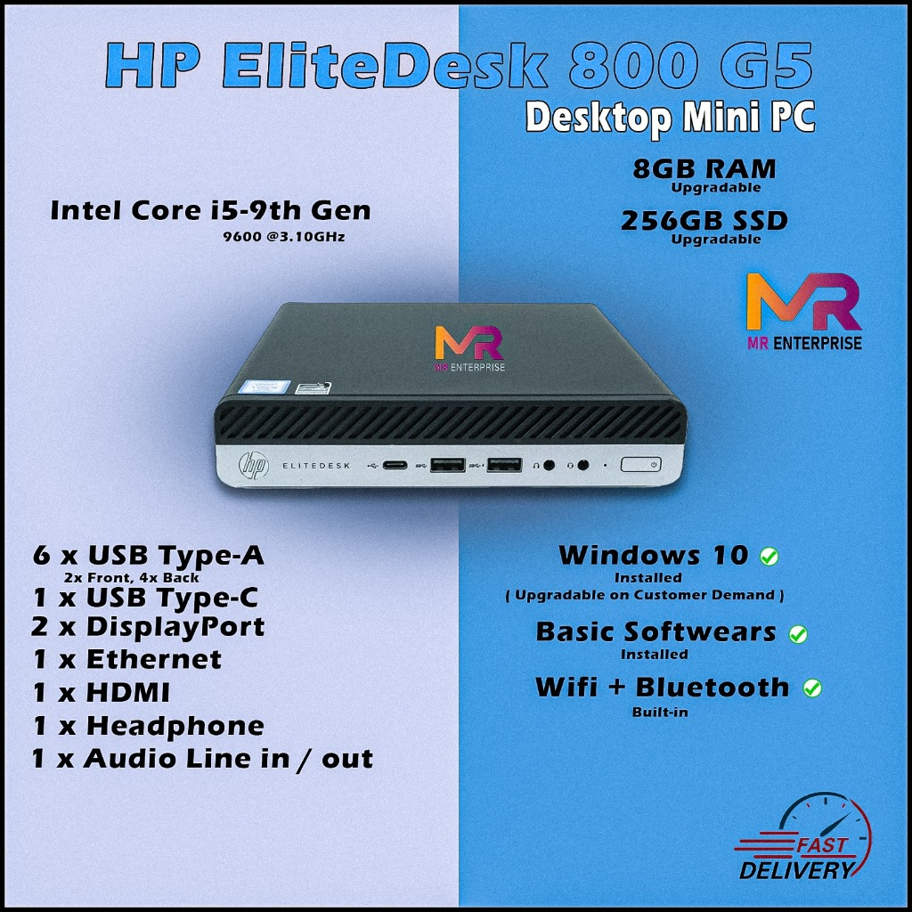 HP EliteDesk 800 G5 ( Mini PC ) - [ i5-9th Gen ] 8GB - 256GB SSD ...