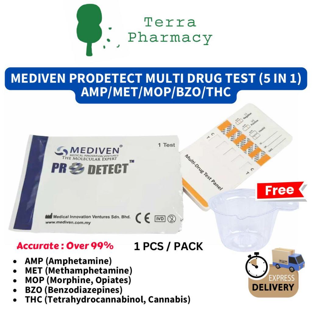 MEDIVEN PRODETECT (5 IN 1) Multi Drug Test 1 PCS (Foc Urine Cup ...