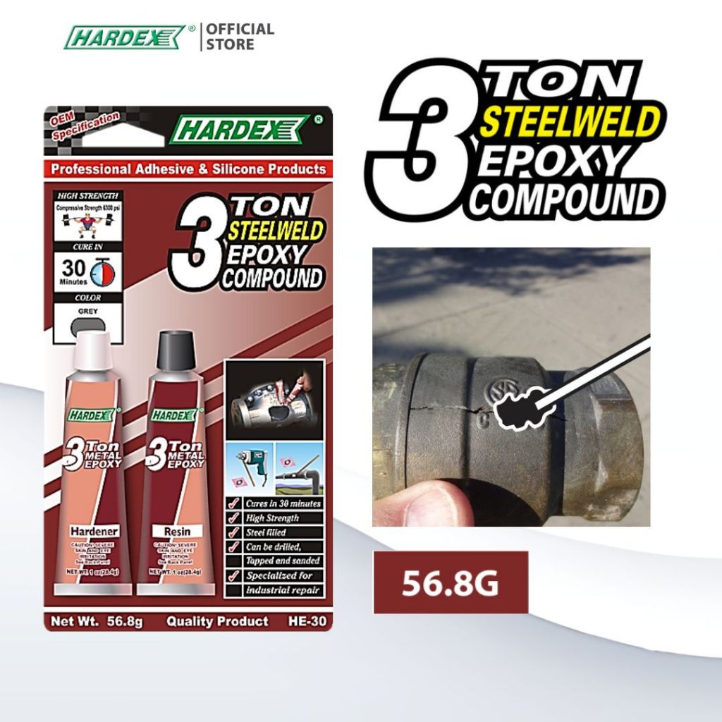 HARDEX 3 Ton Steelweld Epoxy Compound (20g/56.8g) HE-32/HE-30 | Shopee ...