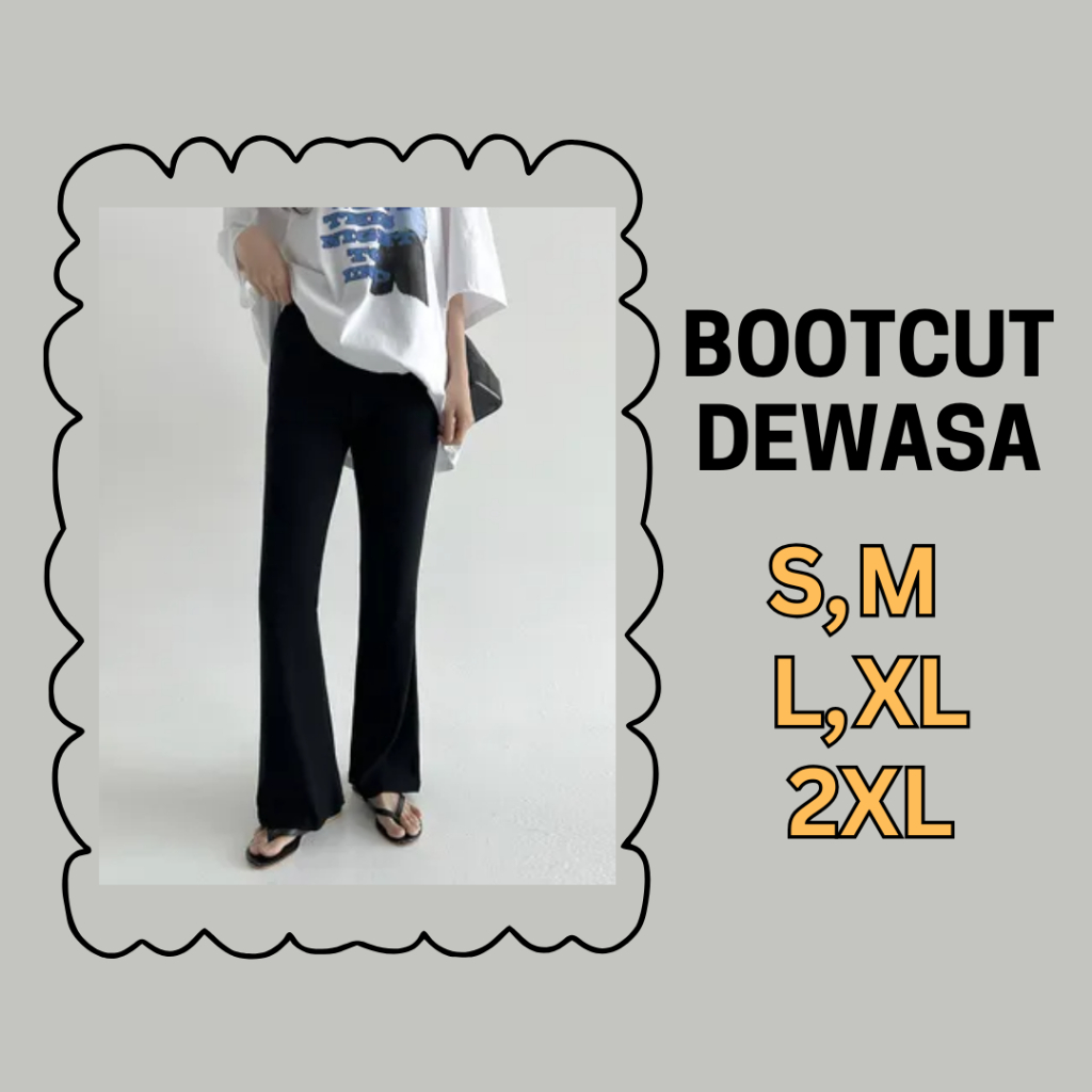 SELUAR HITAM BOOTCUT DEWASA // Saiz S. M. L. XL. 2XL | Shopee Malaysia