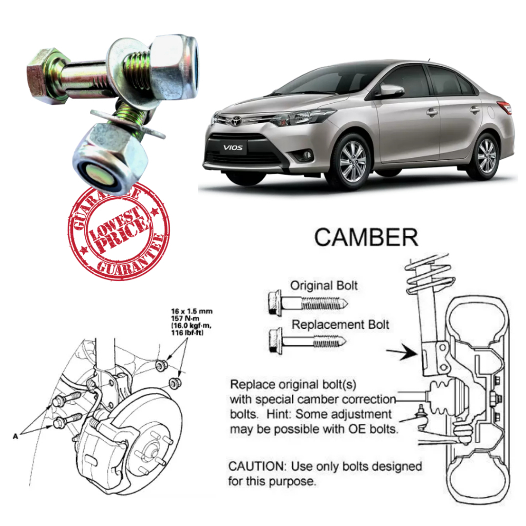 TOYOTA VIOS NCP93/NCP150 FRONT CAMBER BOLT WITH NUT | Shopee Malaysia