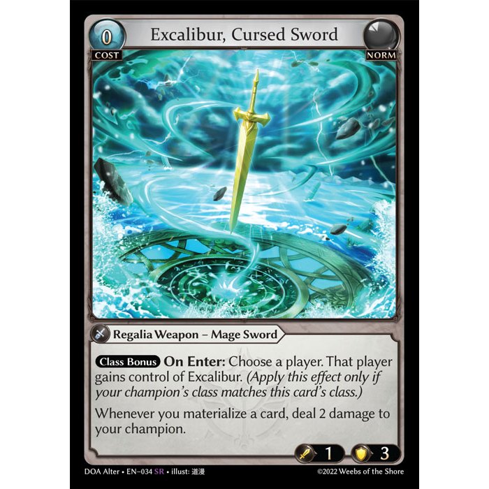 GRAND ARCHIVE Dawn of Ashes DOA Alter Excalibur, Cursed Sword DOA Alter • EN — 034 NORM SR SUPER ...
