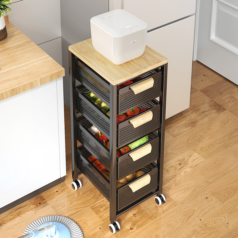 Floor Trolley Multi-Layer Kitchen Supplies Storage Rack Melon, Fruit ...