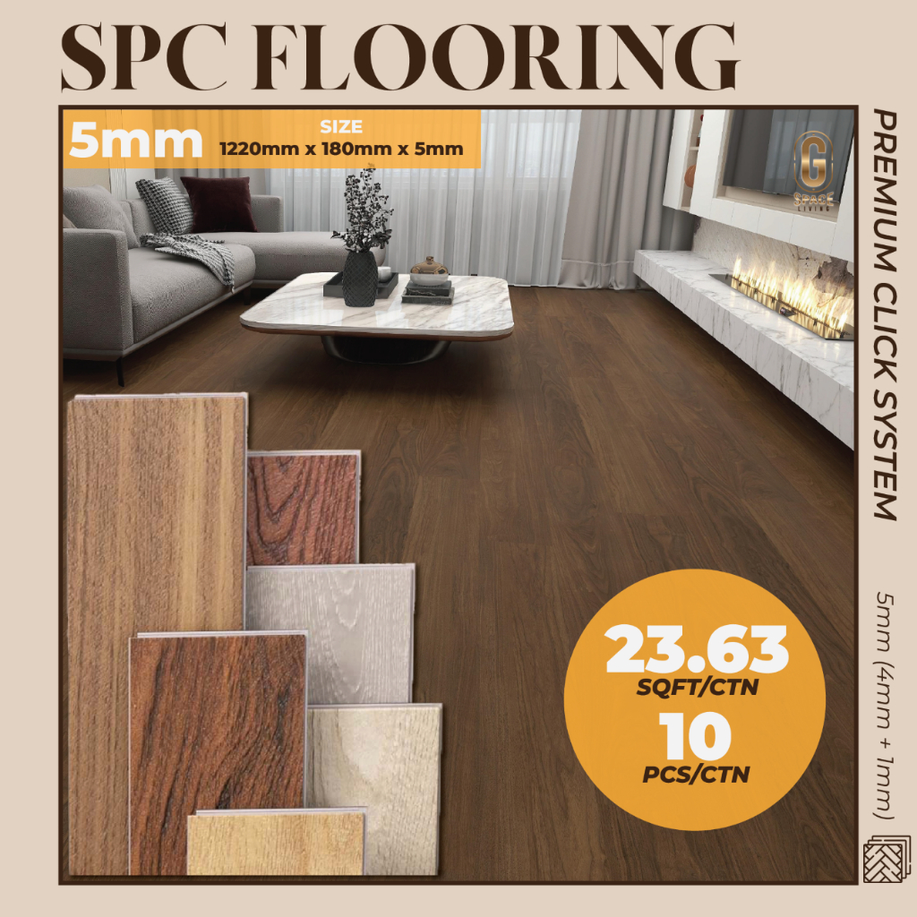 G SPACE LIVING 5MM PREMIUM SPC FLOORING CLICK SYSTEM | LANTAI ...