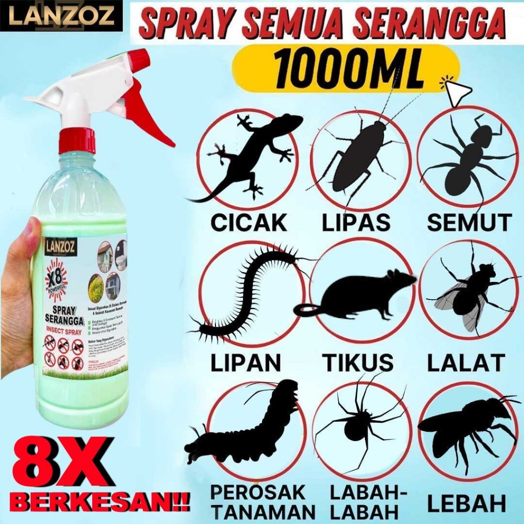 LANZOZ SPRAY SERANGGA ORGANIK CICAK Eco-Friendly (CICAK, LIPAS, SEMUT ...