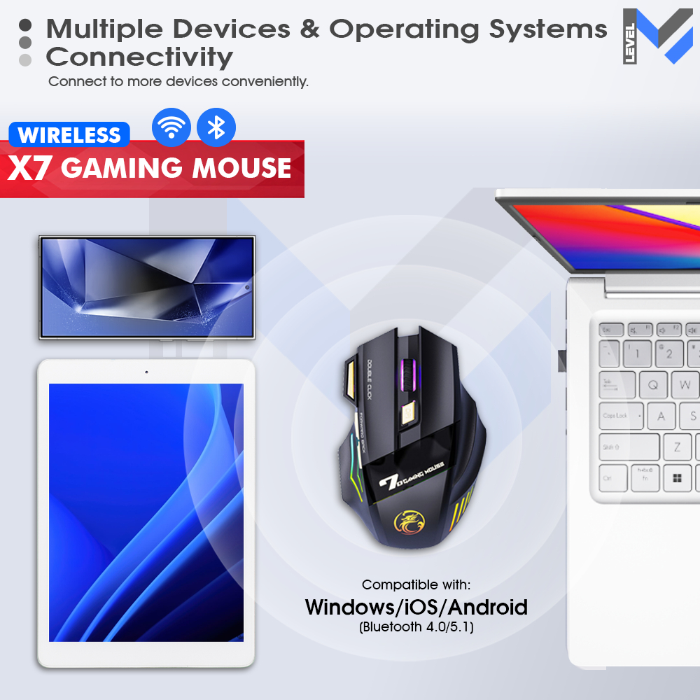 Mouse wireless wired mouse gaming DUAL MODE 7 buttons Rechargeable Wi ...