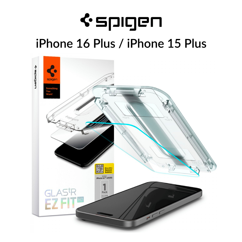 Spigen iPhone 16 Plus/15 Plus Tempered Glass [1 Pack] Glas.tR EZ Fit ...