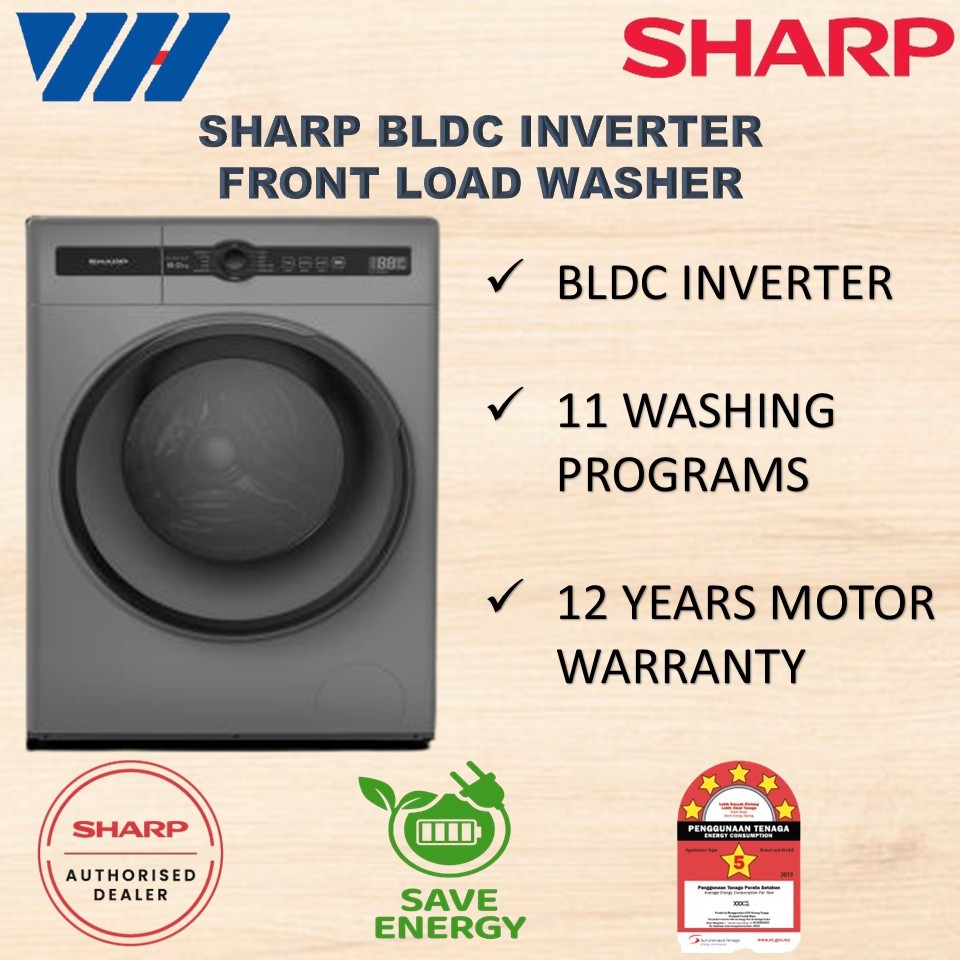 Sharp 9.0KG Intelligent Inverter Front Loading Washing Machine + BLDC ...