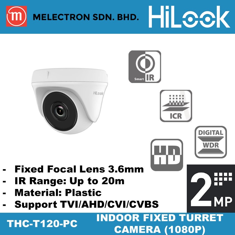 HiLook THC-T120-PC 2MP Indoor Fixed Turret Camera (1080p) | Shopee Malaysia