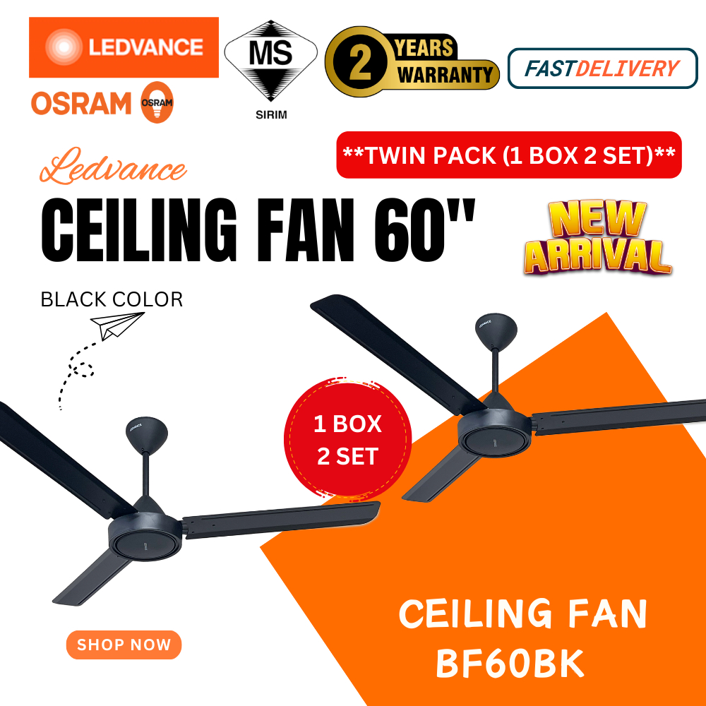 TWIN PACK LEDVANCE CEILING FAN 60"BLACK | Shopee Malaysia