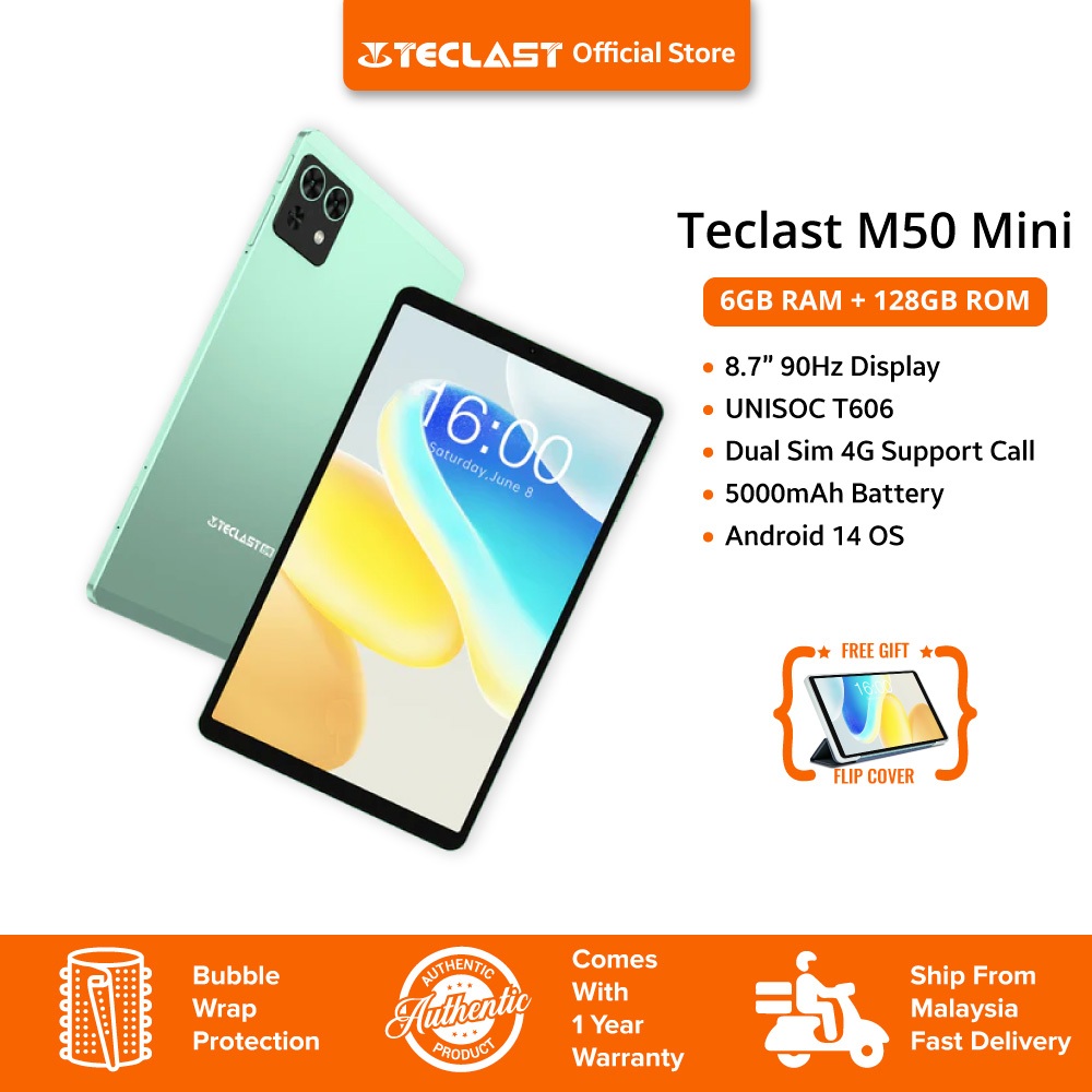 Teclast M50 Mini 4G Tablet | 8.7" 90Hz Display | Unisoc T606 | 6GB RAM | 128GB ROM | 5000mAh ...
