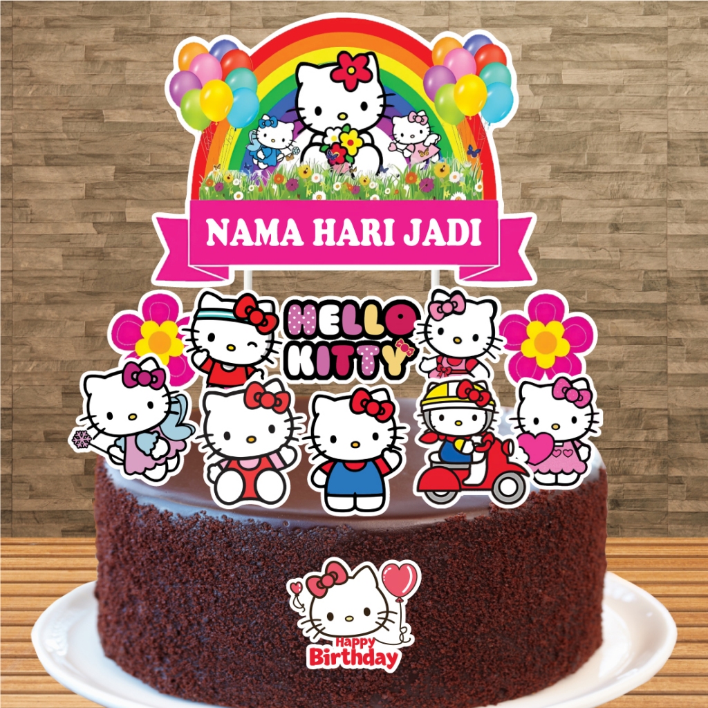 Hello Kitty Cake & Cupcake Topper Decoration Birthday Party, Hari Jadi ...