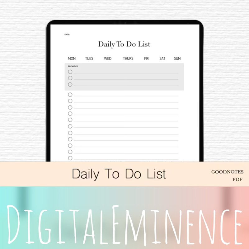 Daily Checklist Template 📋 Goodnotes Simple Tasks List, iPad Planner ...