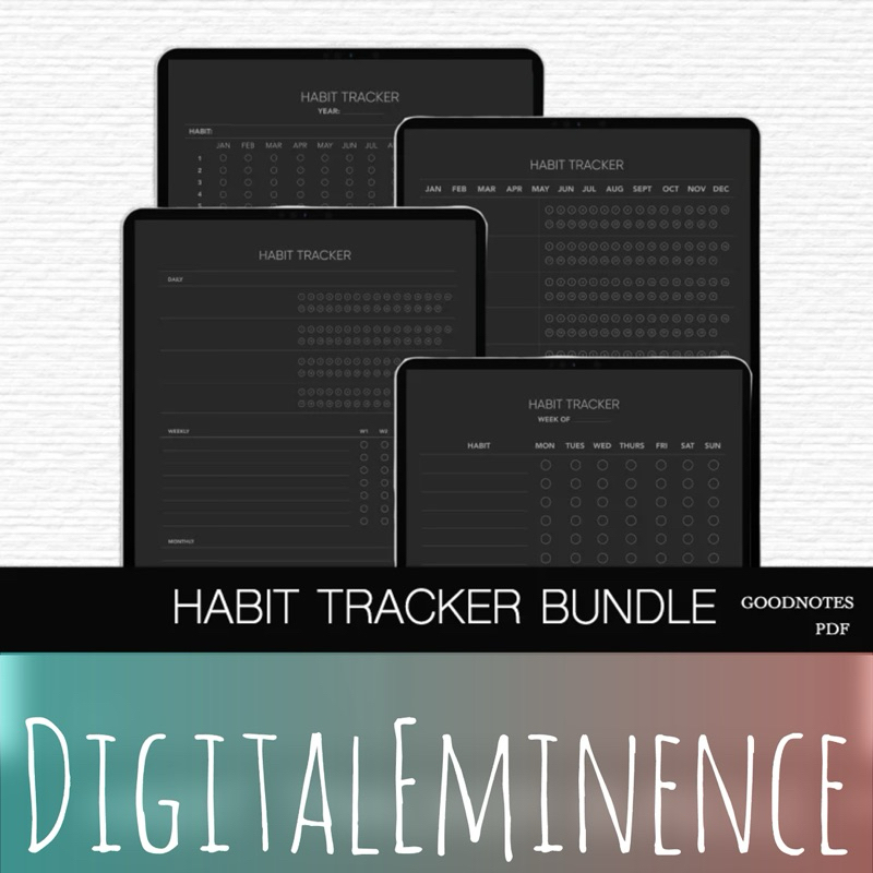 Dark Mode Routine Tracker 🖤 30-Day Habit Tracker GoodNotes Monthly ...