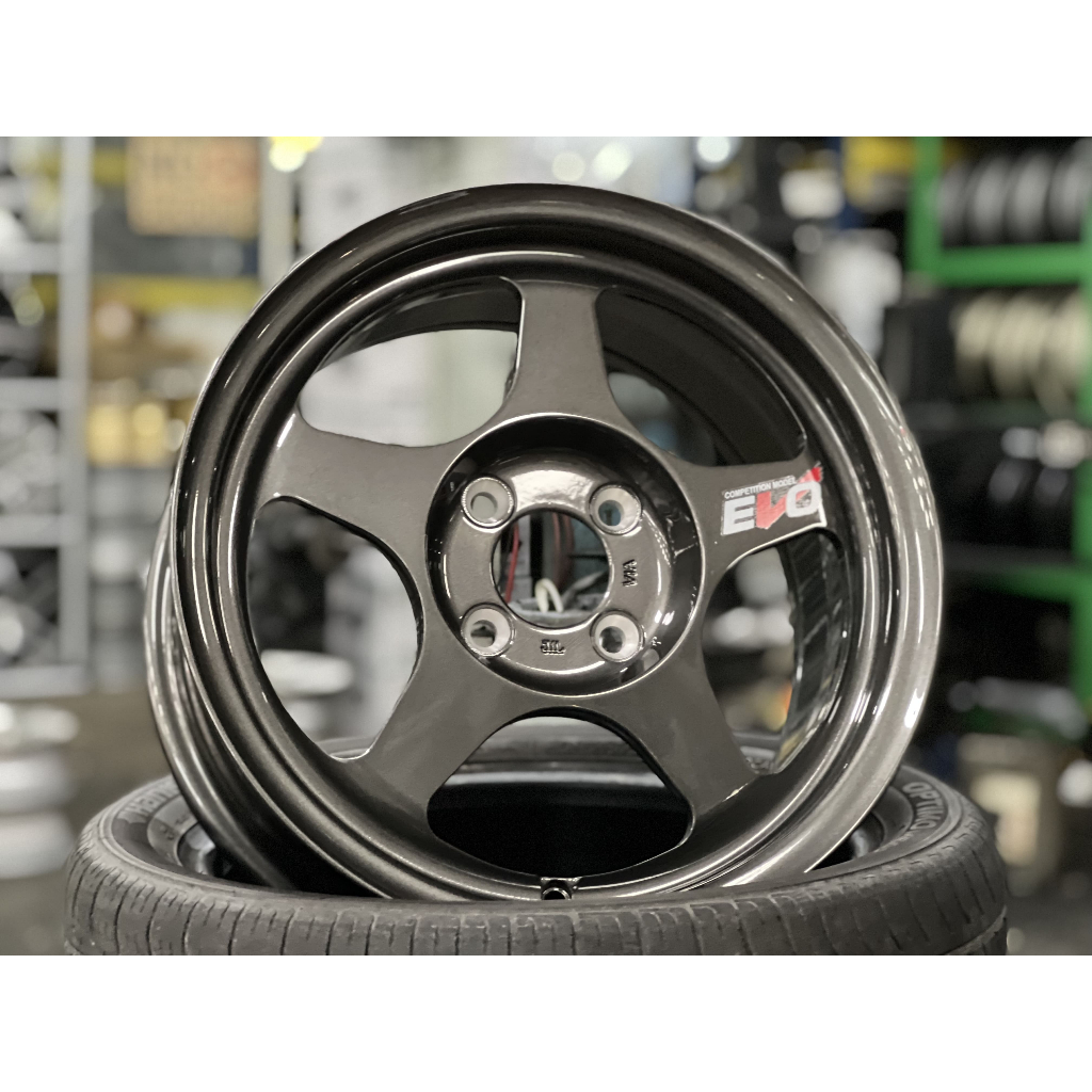 NEW 15X7J AOW Evo Regamaster Rim (set of 4) Dark Gunmetal 4X100 for City Jazz Vios Yaris Myvi ...