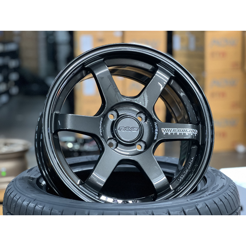 NEW 15X7J AOW TE37 Sonic Rim (set of 4) Dark Gunmetal 4X100 for City Jazz Vios Yaris Myvi Mazda ...