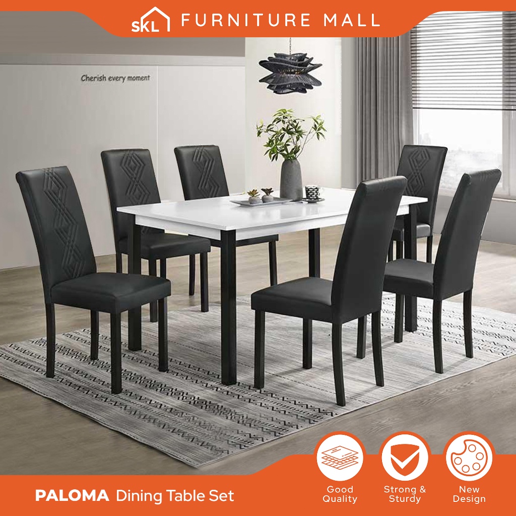 SKL Furniture PALOMA 1+6 MDF Solid Wood Dining Set With PU Leather ...