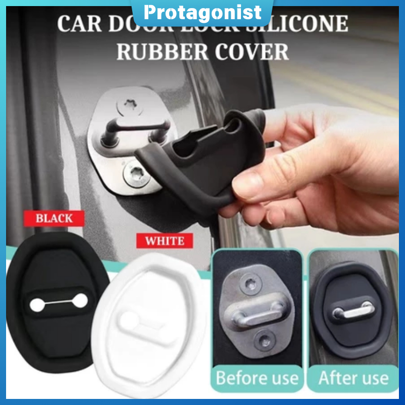 【Ready stock】4PCS Car Door Lock Cover Protector Rubber Door Lock Pin ...