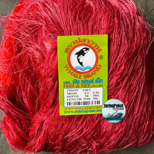 110/2 x 45MM( 1 3/4" ) X 50MD X 1510ML ISI Merah Pukat Jaring Udang Tiga Lapis / Cap Whale Brand ...