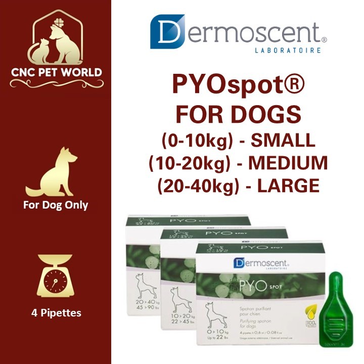 【DERMOSCENT】PYOSPOT FOR DOGS S / M / L - 4 PIPPETTES| GENERALIZE SKIN ...