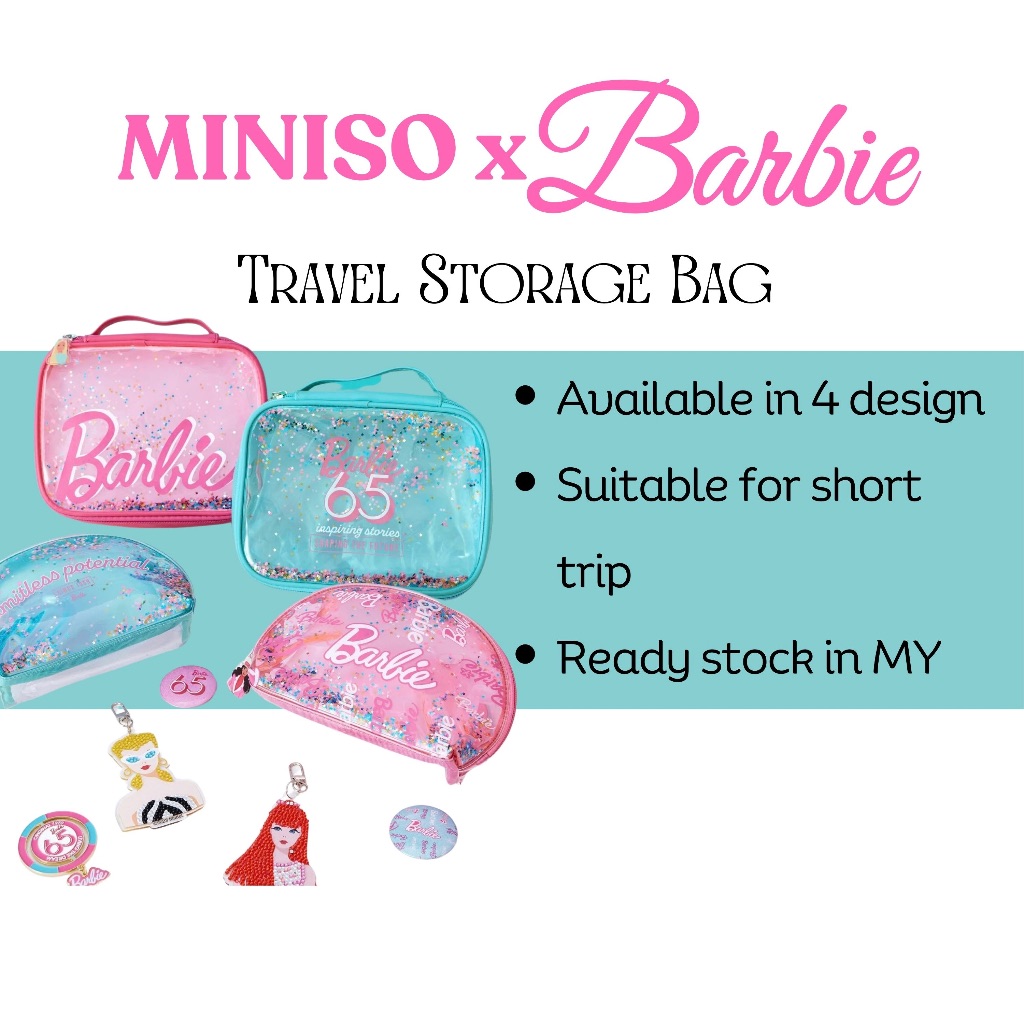 MINISO x Barbie Sunshine Sparkle Series Meteor Shell Makeup Bag Storage ...