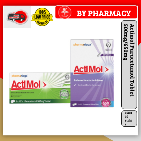 Actimol Paracetamol Tablet 500mg/650mg 10sx10 strips (1box) | Shopee Malaysia