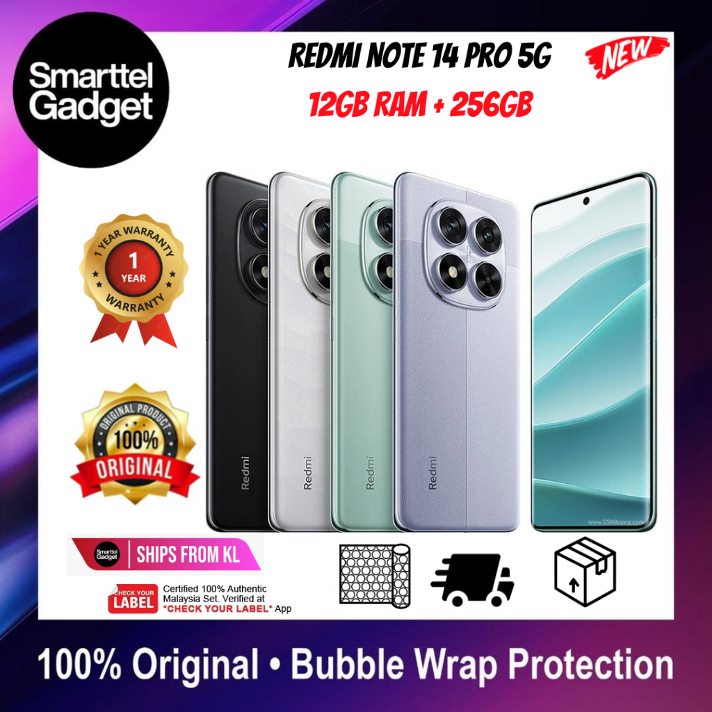NEW MYSET REDMI NOTE 14 PRO 5G 12GB RAM + 256GB | 1 YEAR XIAOMI ...