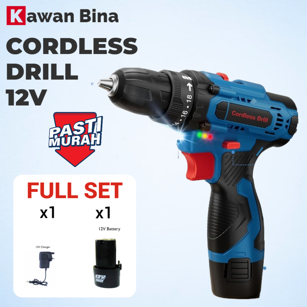 Mesin Gerudi Tanpa Wayar, Gerudi Bateri Cordless Drill Battery Drill ...