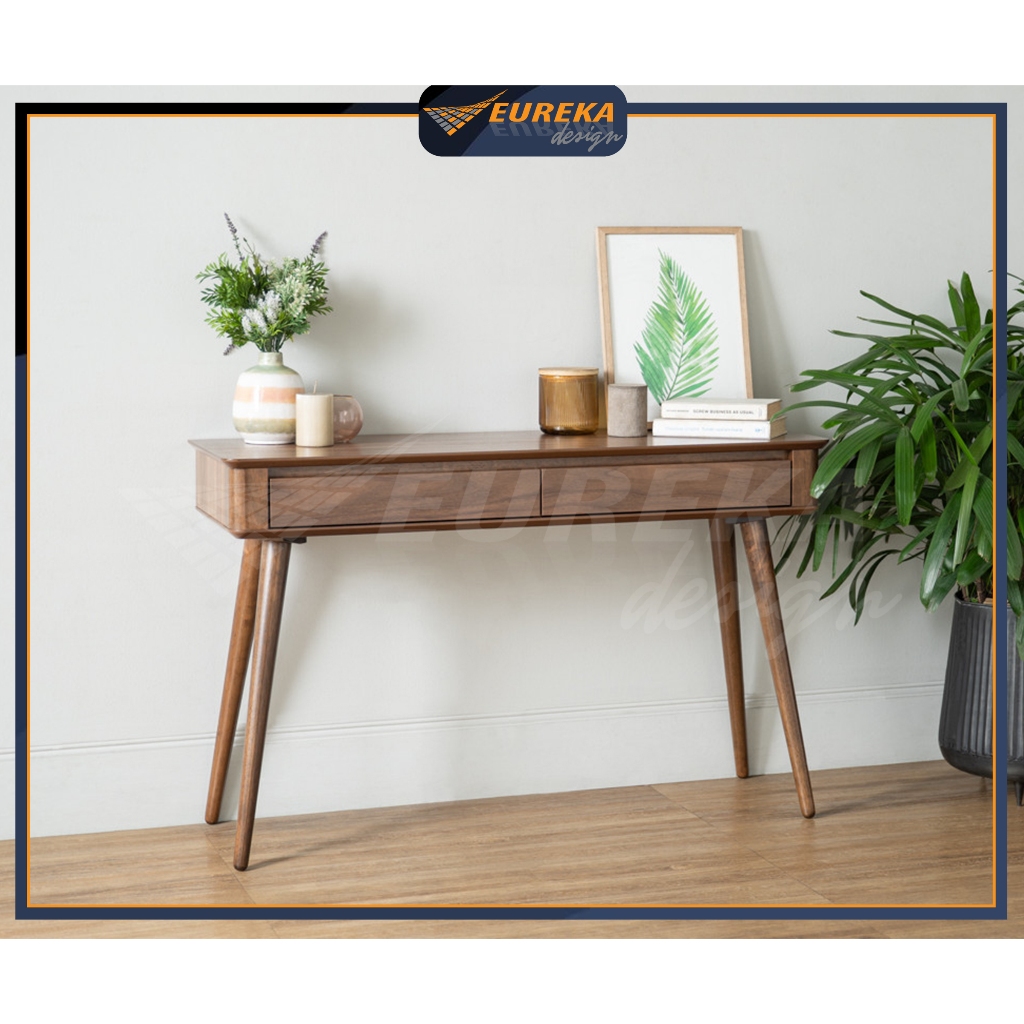 4ft Console Table Rectangle Drawer Modern Wood Veneer / Meja Konsol DOVER (Deliver ...