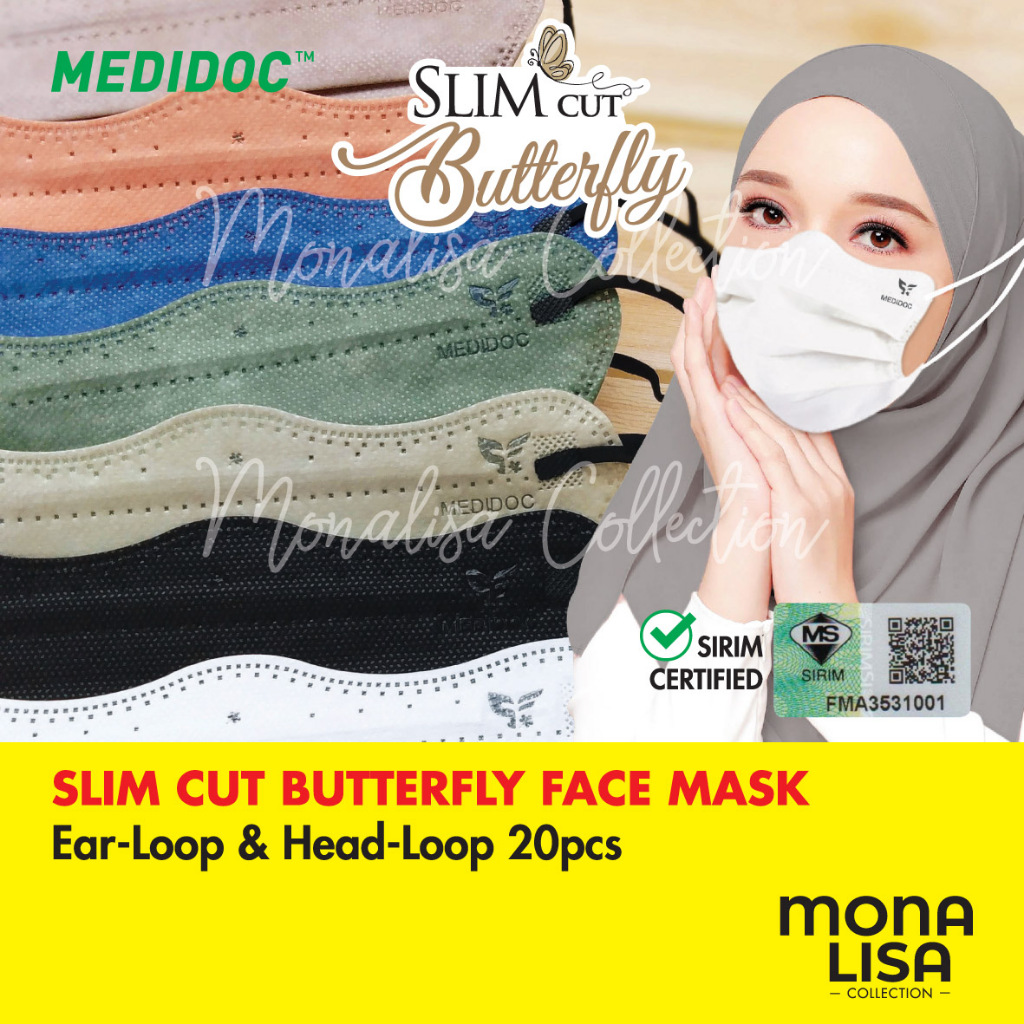 [ SIRIM Certified ] MEDIDOC 4ply Slim Cut Butterfly Headloop & Earloop ...