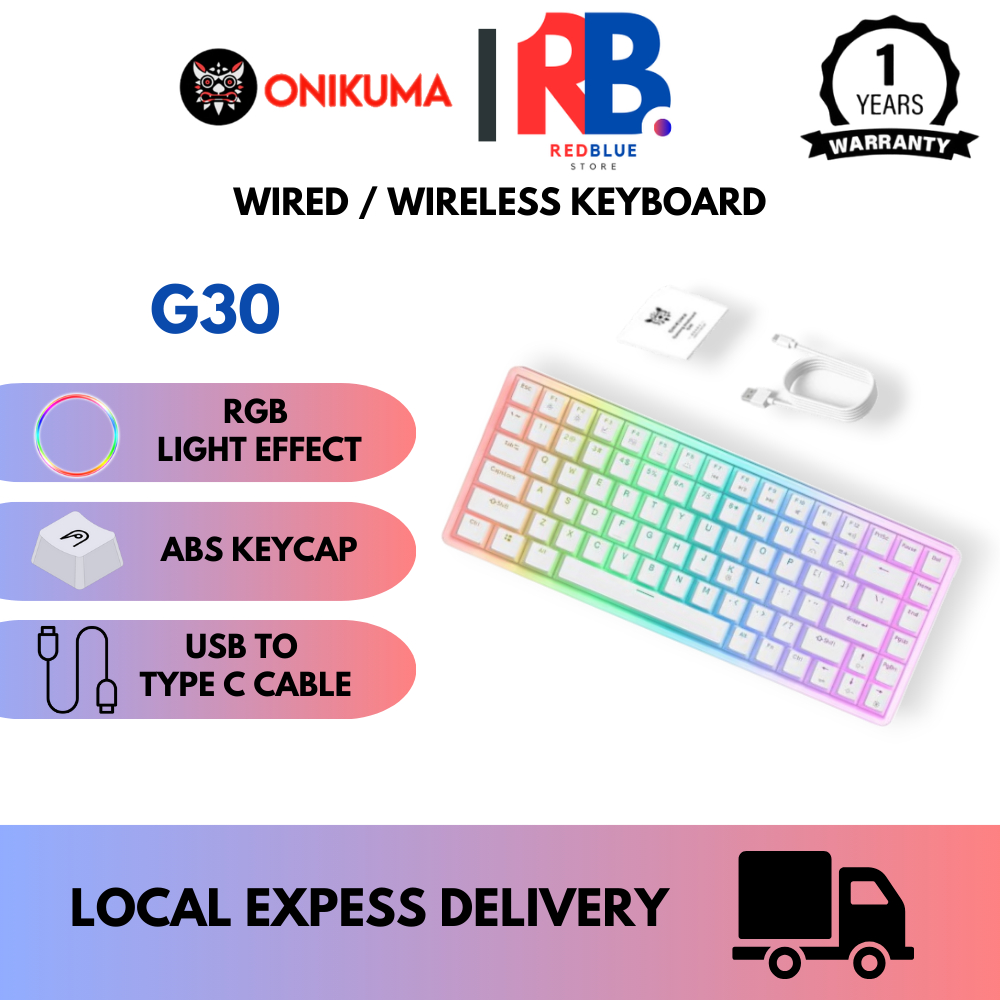 ONIKUMA G30 Keyboard Wired Mechanical 84 Key USB Interface RGB Backlit ...