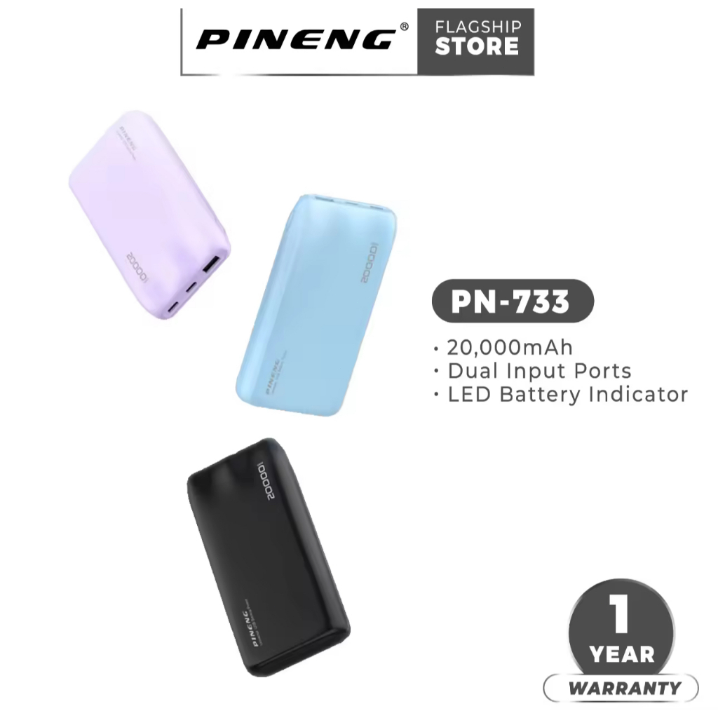 PINENG PN-733 20000mAh ORI Lithium Polymer Power Bank Type C Input ...