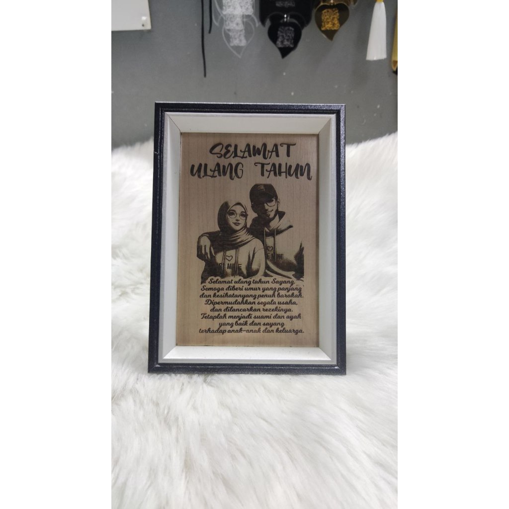 Eksklusif Customade Wood Photo Lase Engraving Frame Cenderahati Frame ...