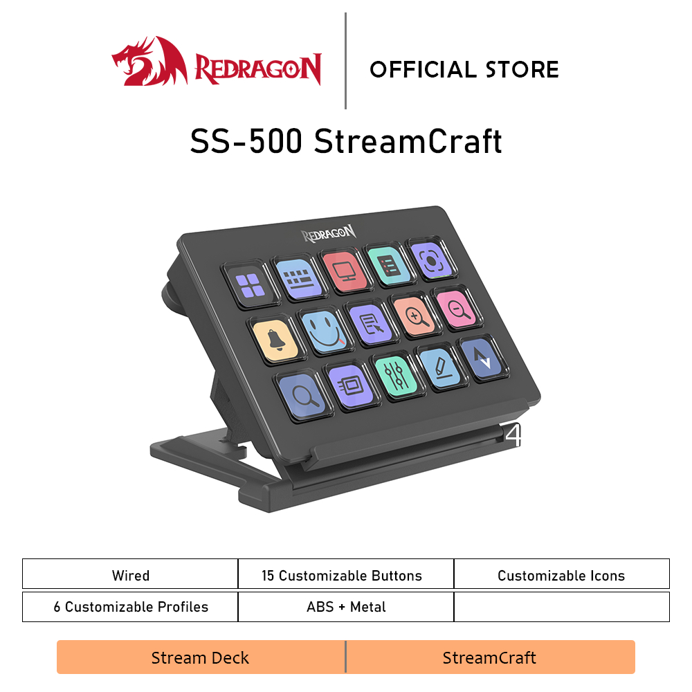 Redragon SS550 Streamcraft Stream Deck Customizable LCD Keys USB Type-C ...