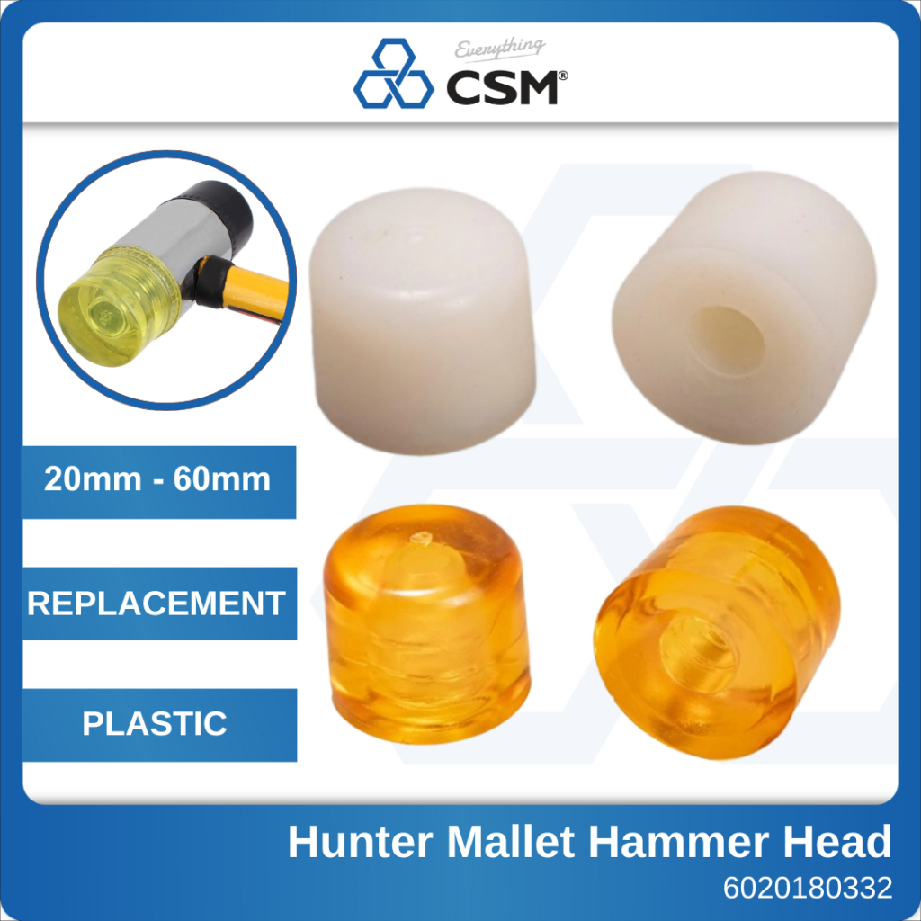 [2 piece] White Yellow Plastic Hunter Mallet Hammer Head 27mm 32mm 35mm ...