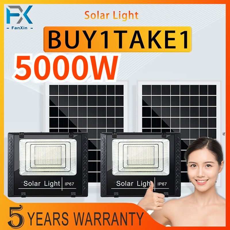 READY STOCK solar light outdoor lighting 5000W Spotlight lampu solar ...