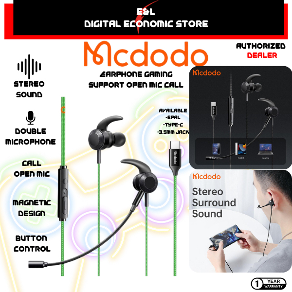 【1Yr Warranty】 MCDODO Digital Gaming Earphone HP - 133 134 135 DC3.5 ...