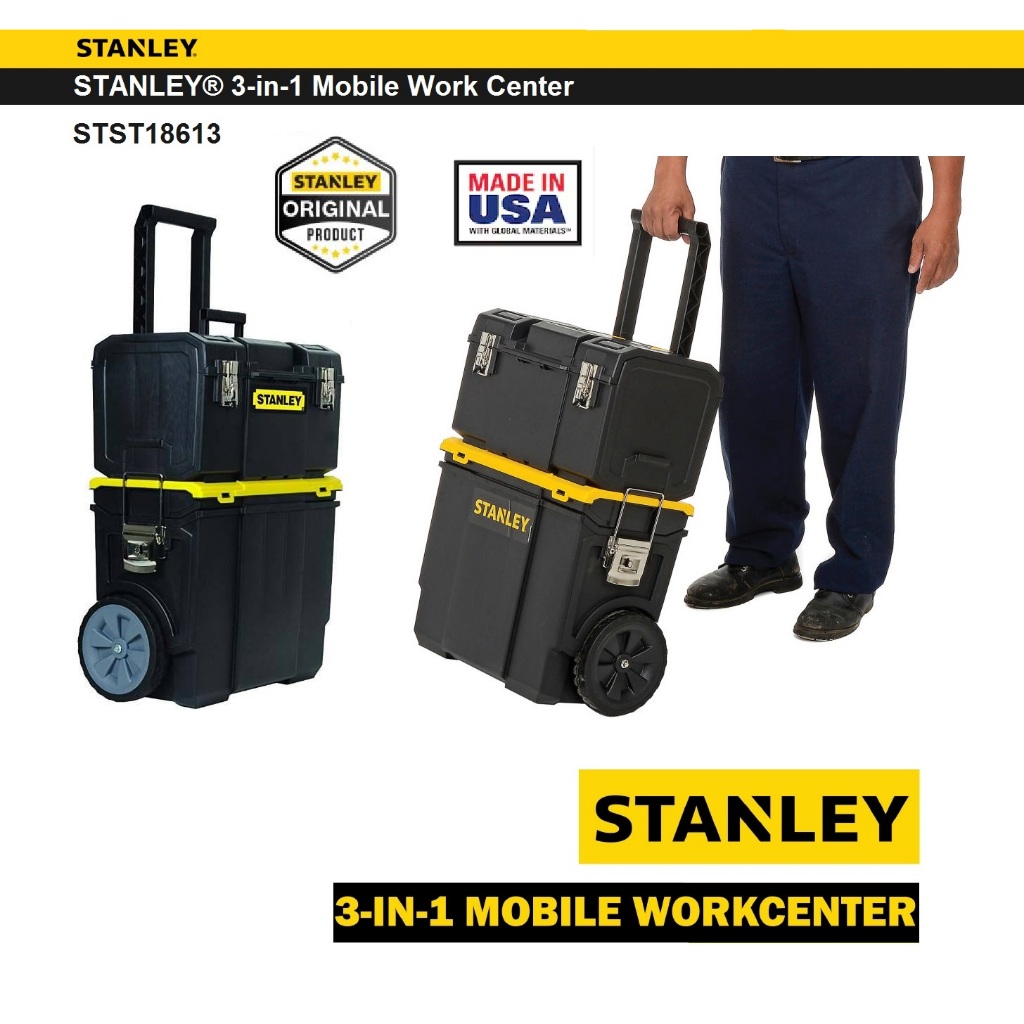 Stanley STST18613 Mobile Wheel Work Center Tool Box 18-in / 45cm ...