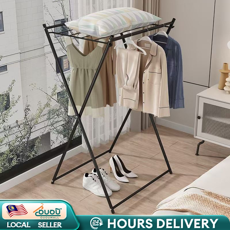 Indoor Simple Ampaian Baju/Home Drying Rack/Balcony Free Installation ...