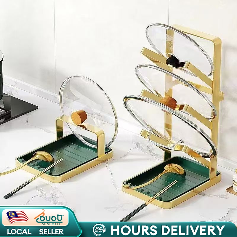 Pan Cover Shelf Stainless steel Pot Lid Rack chopboard Kitchen Storage ...