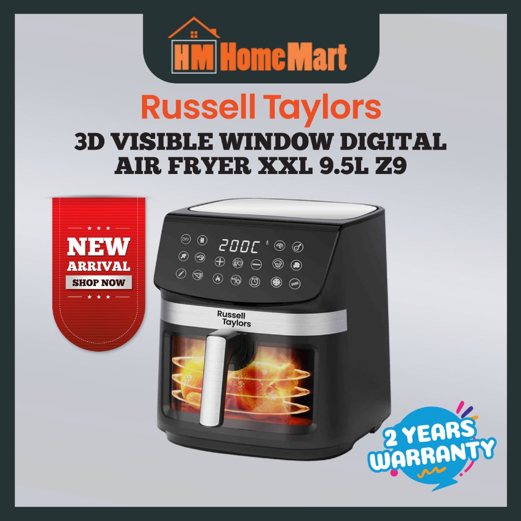Russell Taylors 3D Visible Window Digital Air Fryer XXL (9.5L) Z9 (2 ...