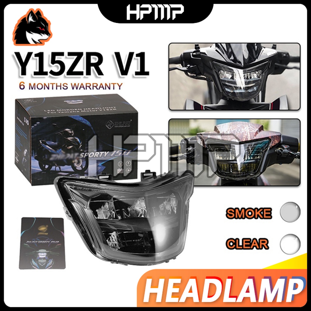Y15 Y15 ZR HEAD LAMP Y15ZR Y15 V1 LED LAMPU DEPAN HEAD LAMP HEADLIGHTS LED LIGHT SMOKE CLEAR ...