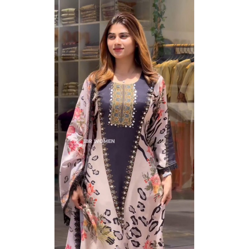 GEORGETTE PUNJABI STYLE THREAD WORK PLAZZO SUIT | Shopee Malaysia