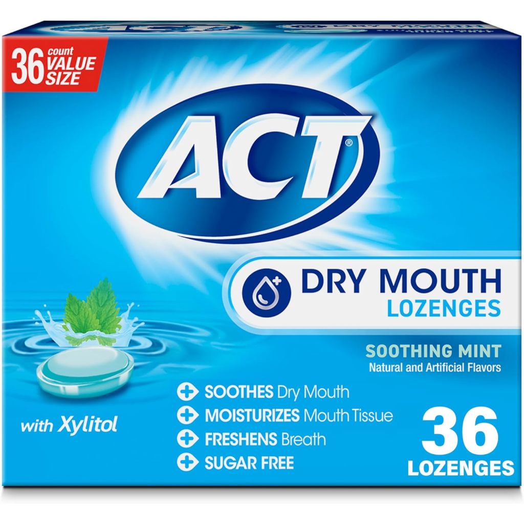 ACT Dry Mouth Lozenges with Xylitol, Soothing Mint, 36 Lozenges ...