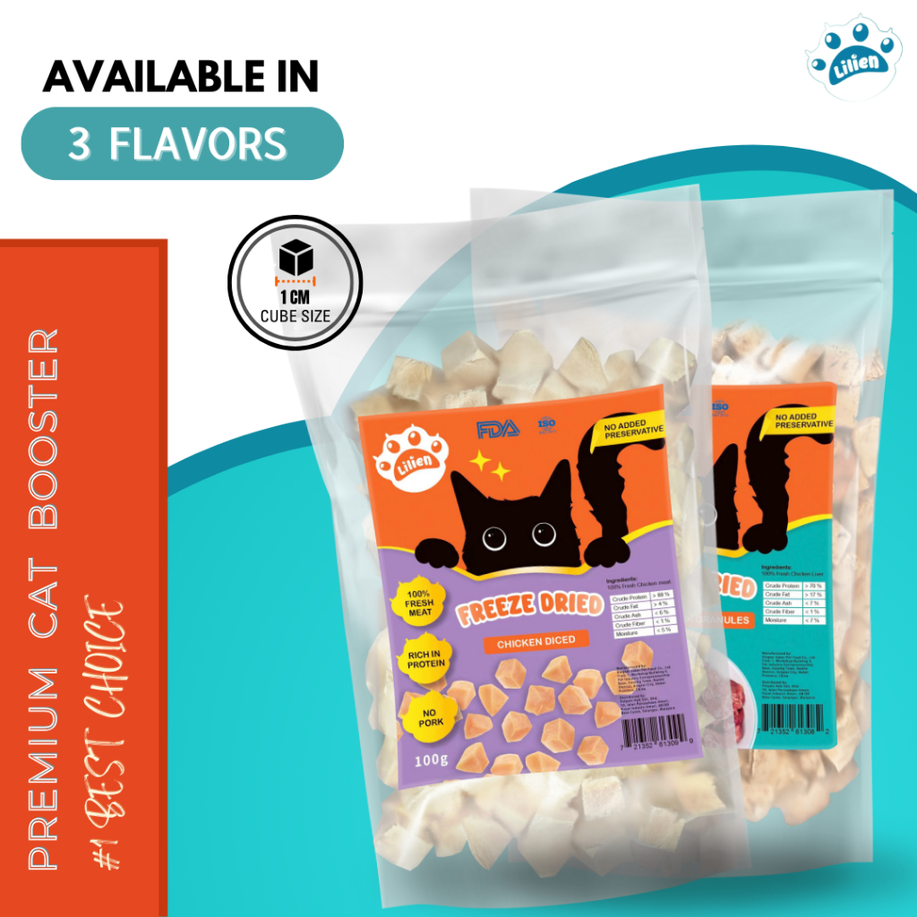 LILIEN Pet Food 100g Makanan Kucing Snack Kucing 宠物鸡肉粒冻干鸡胸肉冻干 Pet Snack ...