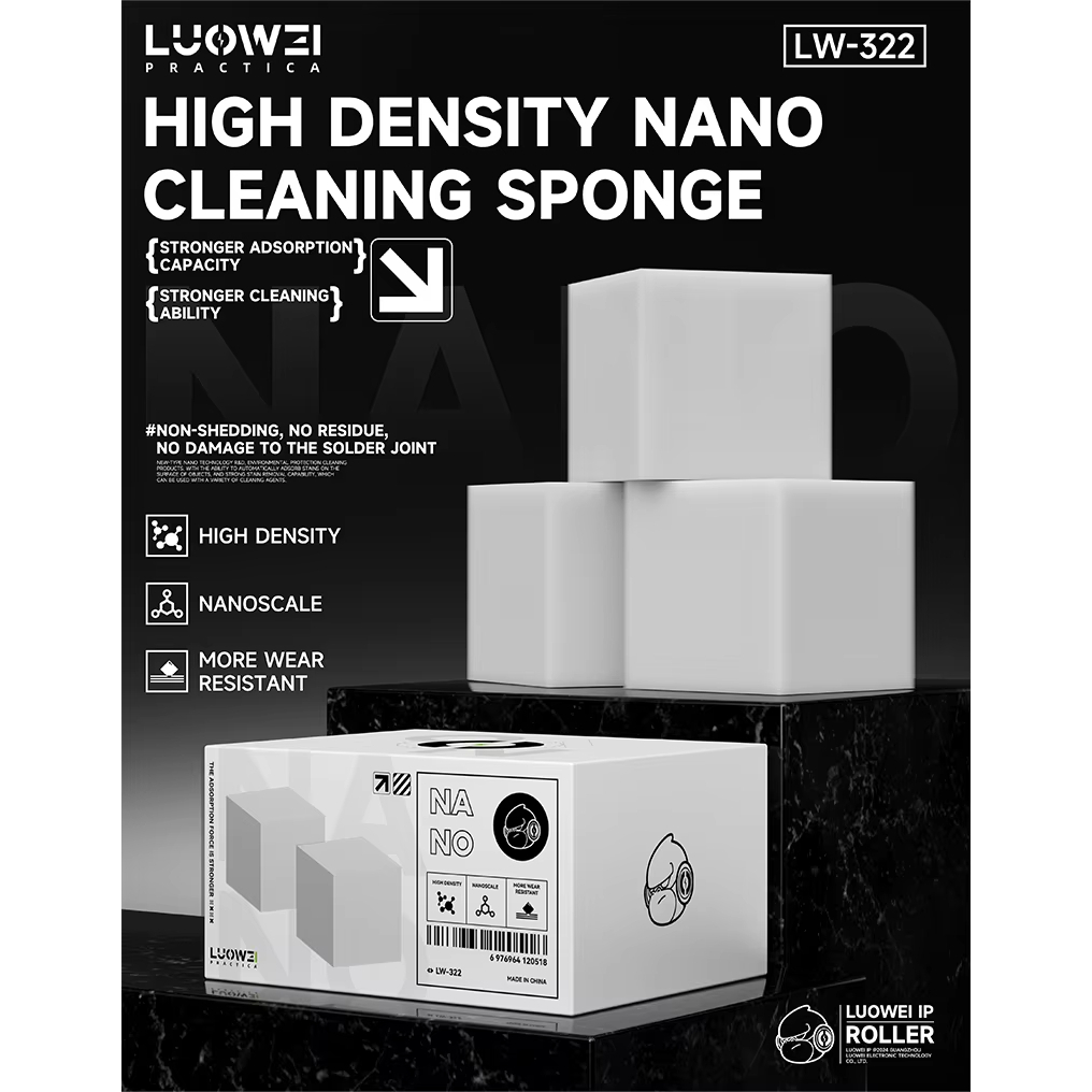 LUOWEI LW-322 High Density High Adsorption Nano Cleaning Sponge for PCB Welding Cleaning ...